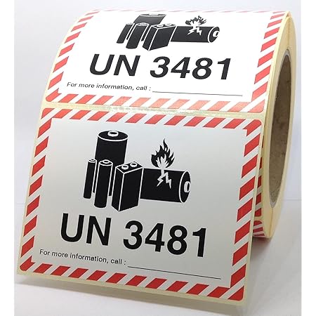 250 x IATA Compliant UN 3481 Lithium Ion Battery Hazard Labels Stickers ...