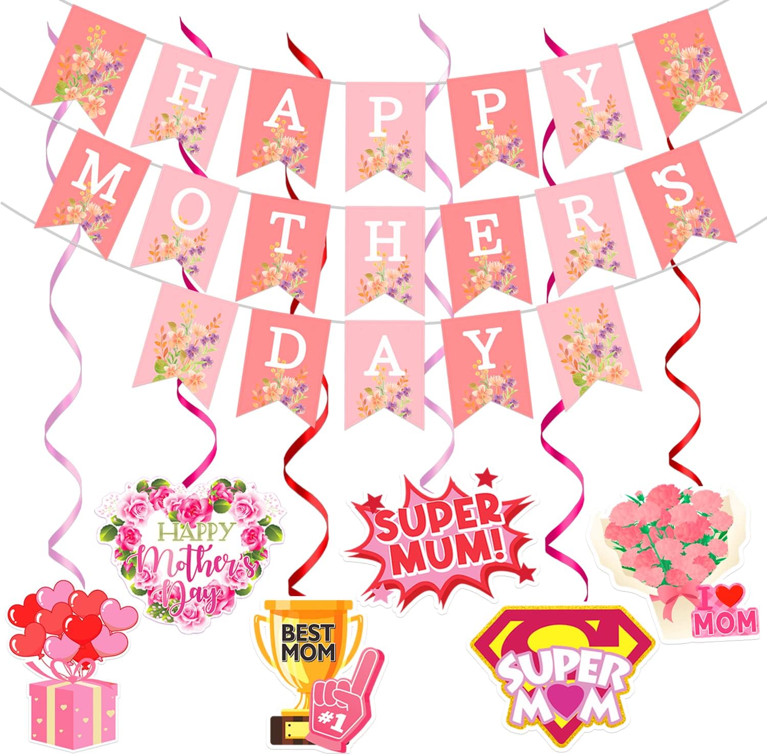 Amazon.com: Happy Mothers Day Banner Happy Mothers Day Decorations ...