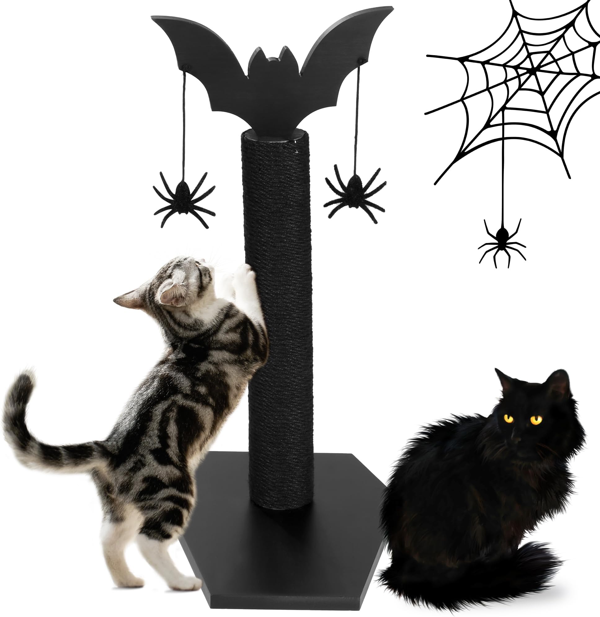 Amazon.com : ROYALAY Gothic Cat Scratching Post with 2 Spiders Dangling ...