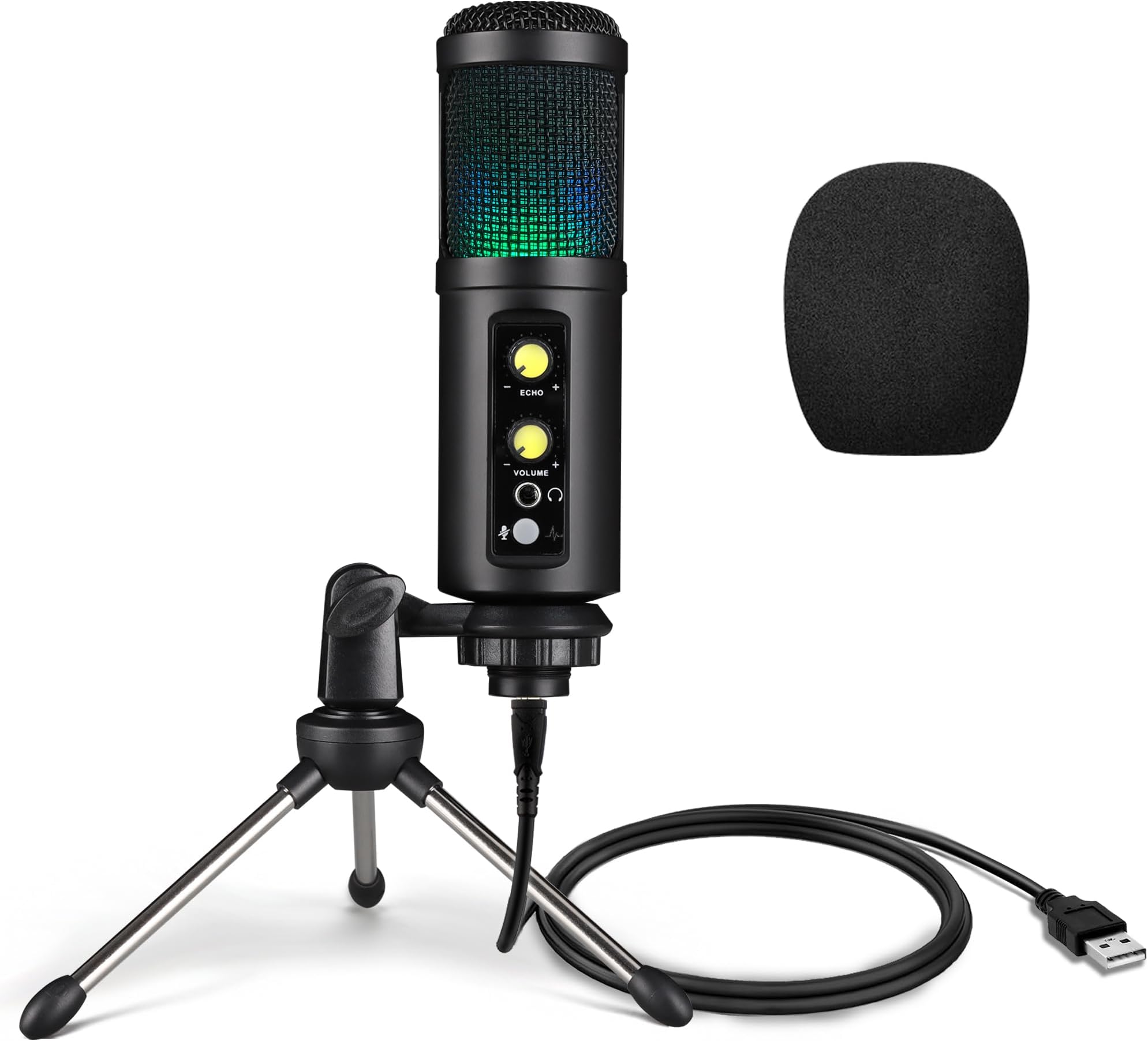 Amazon.com: UGREEN Microphone for PC, USB Mic with RGB Lights, Mute ...