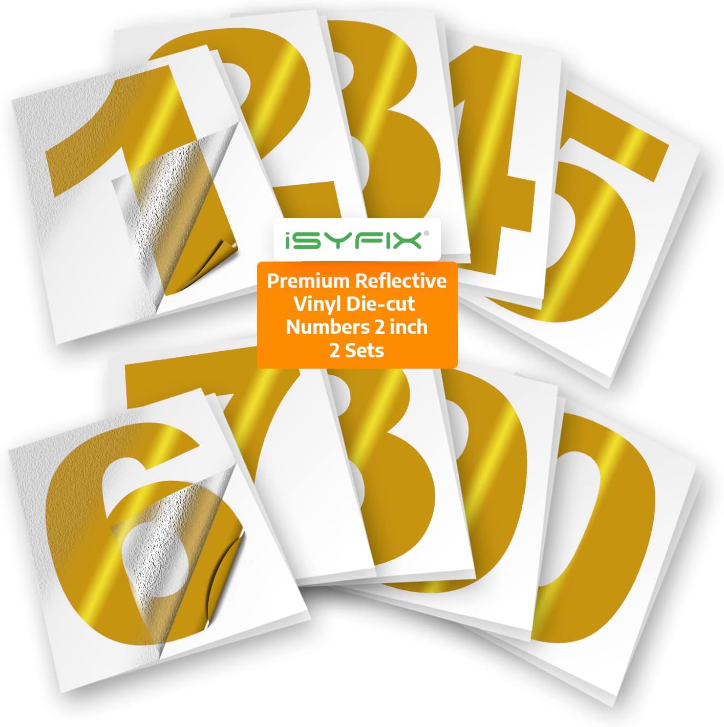 Amazon.com: Diggoo Reflective Yellow Mailbox Numbers Sticker Decal Die ...