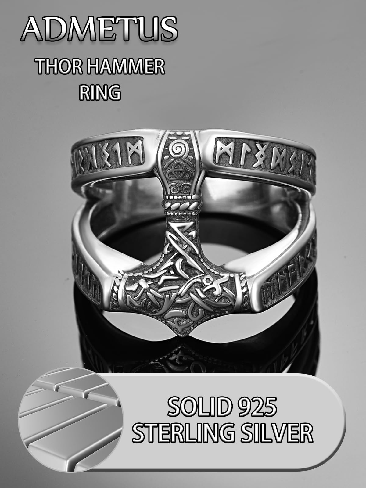 Snapklik.com : Thor Hammer Ring For Men Sterling Silver Viking Rings ...