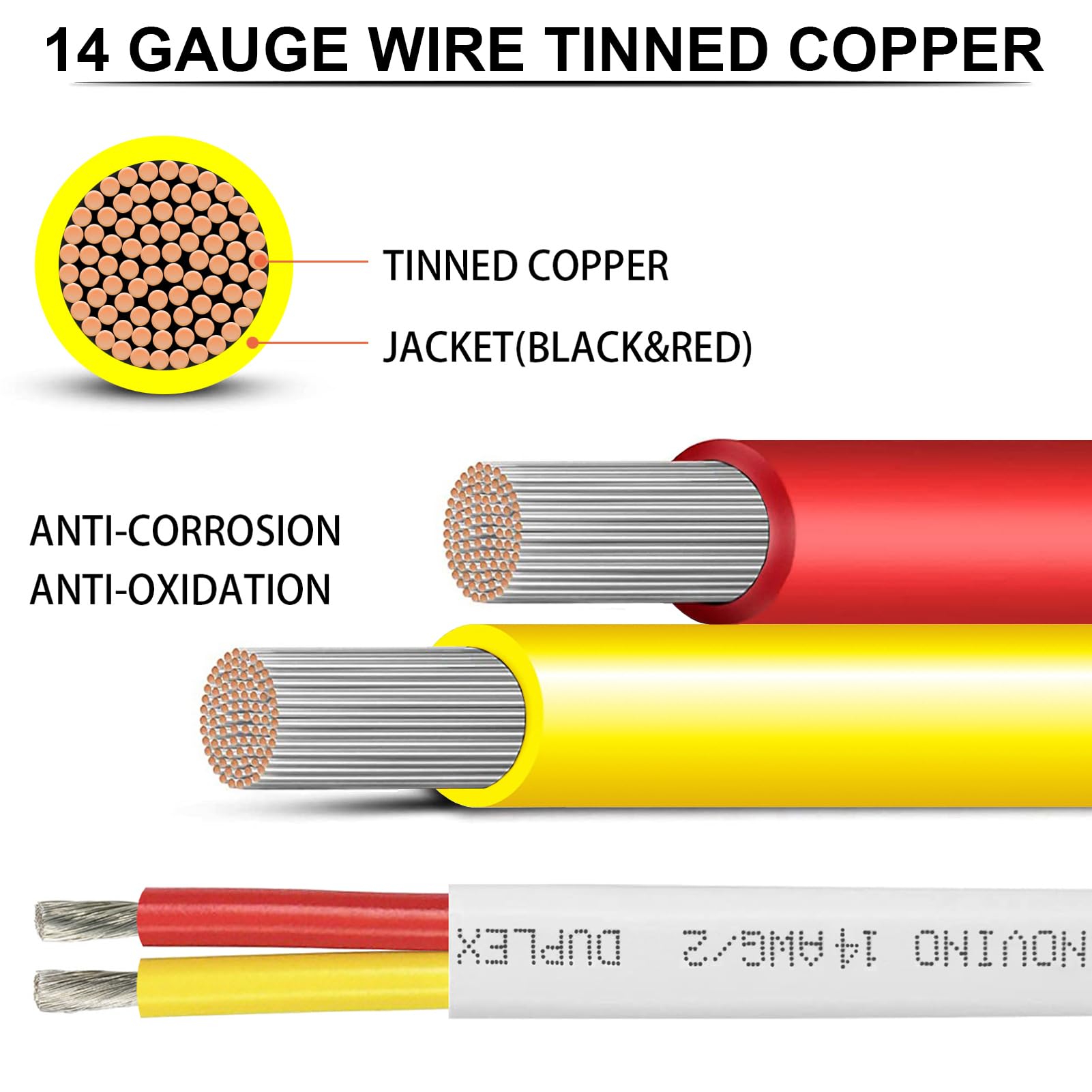 Snapklik.com : 14 Gauge Marine Wire,100ft 14/2 AWG Duplex Marine Grade ...