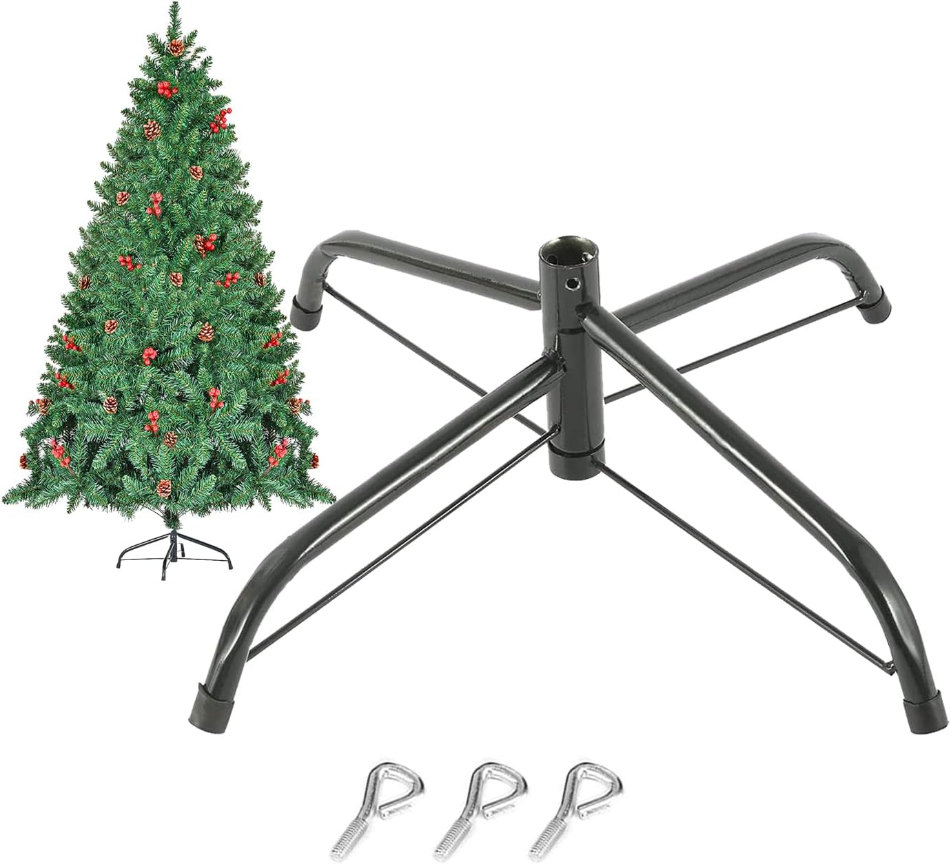 seami Christmas Tree Stands Holder Foldable Iron Xmas Tree 1.8 Feet ...