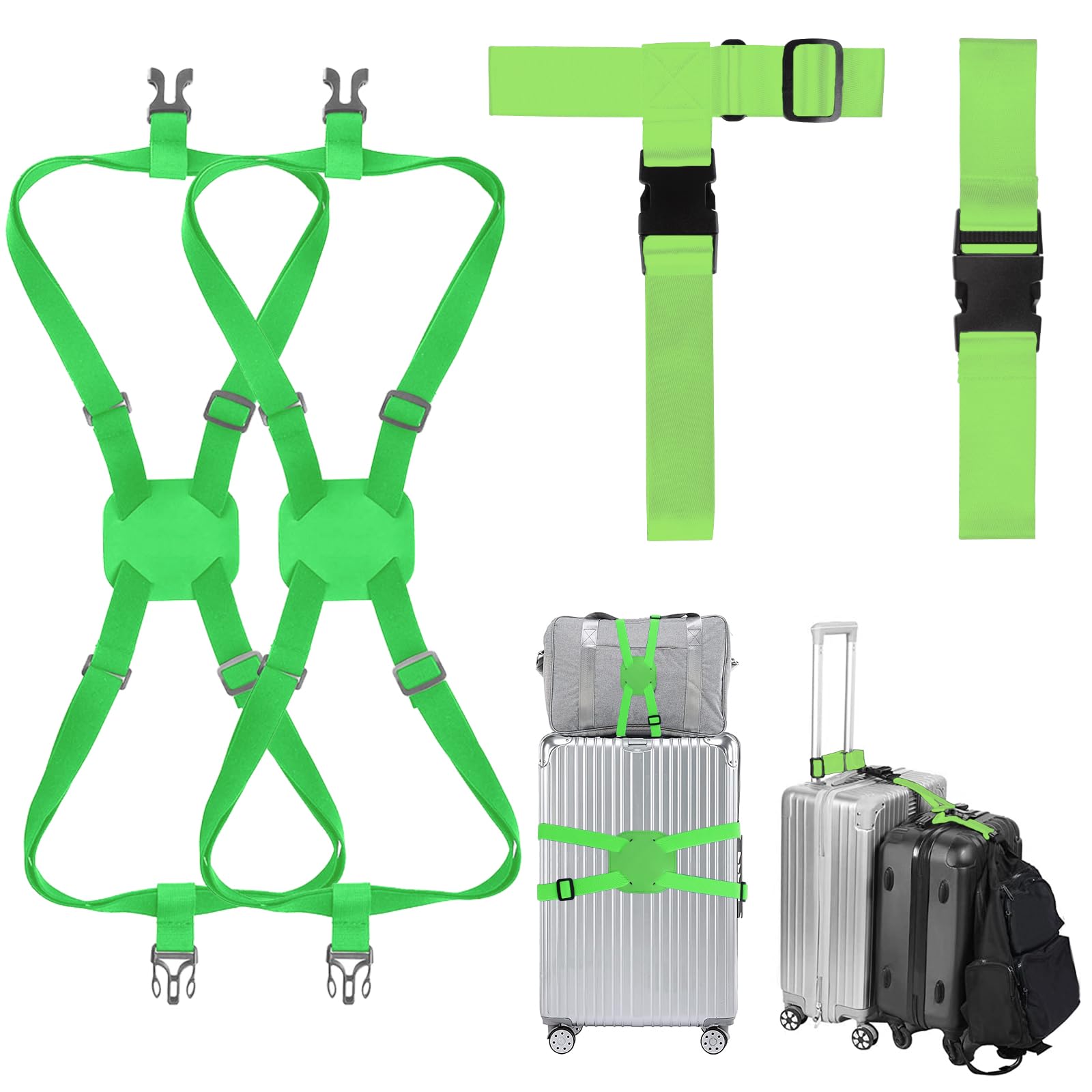 Amazon.com: 4 Pack Luggage Straps, 2 Pack Elastic Adjustable Luggage ...