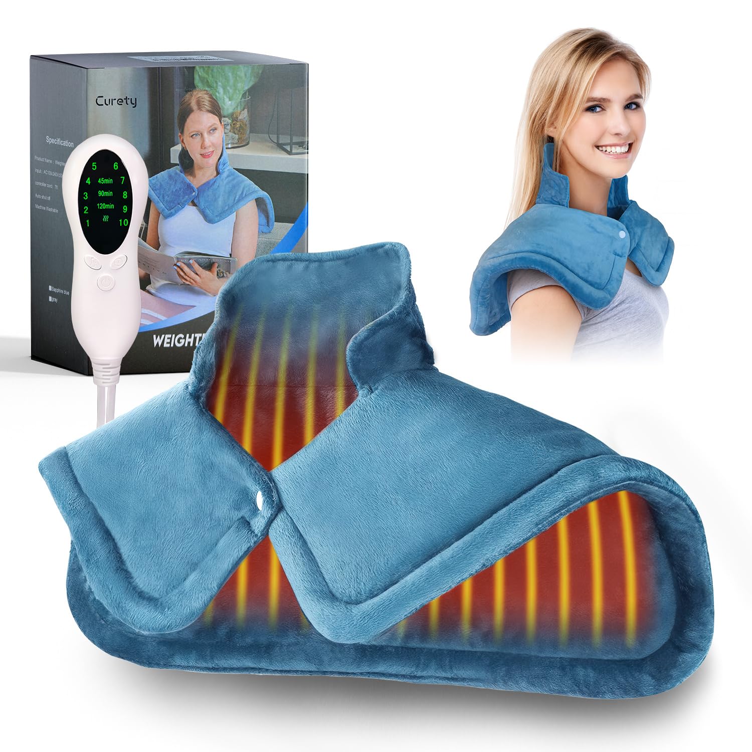 Amazon.com: Curety Heating Pad for Neck and Shoulders, 2lb Weighted ...