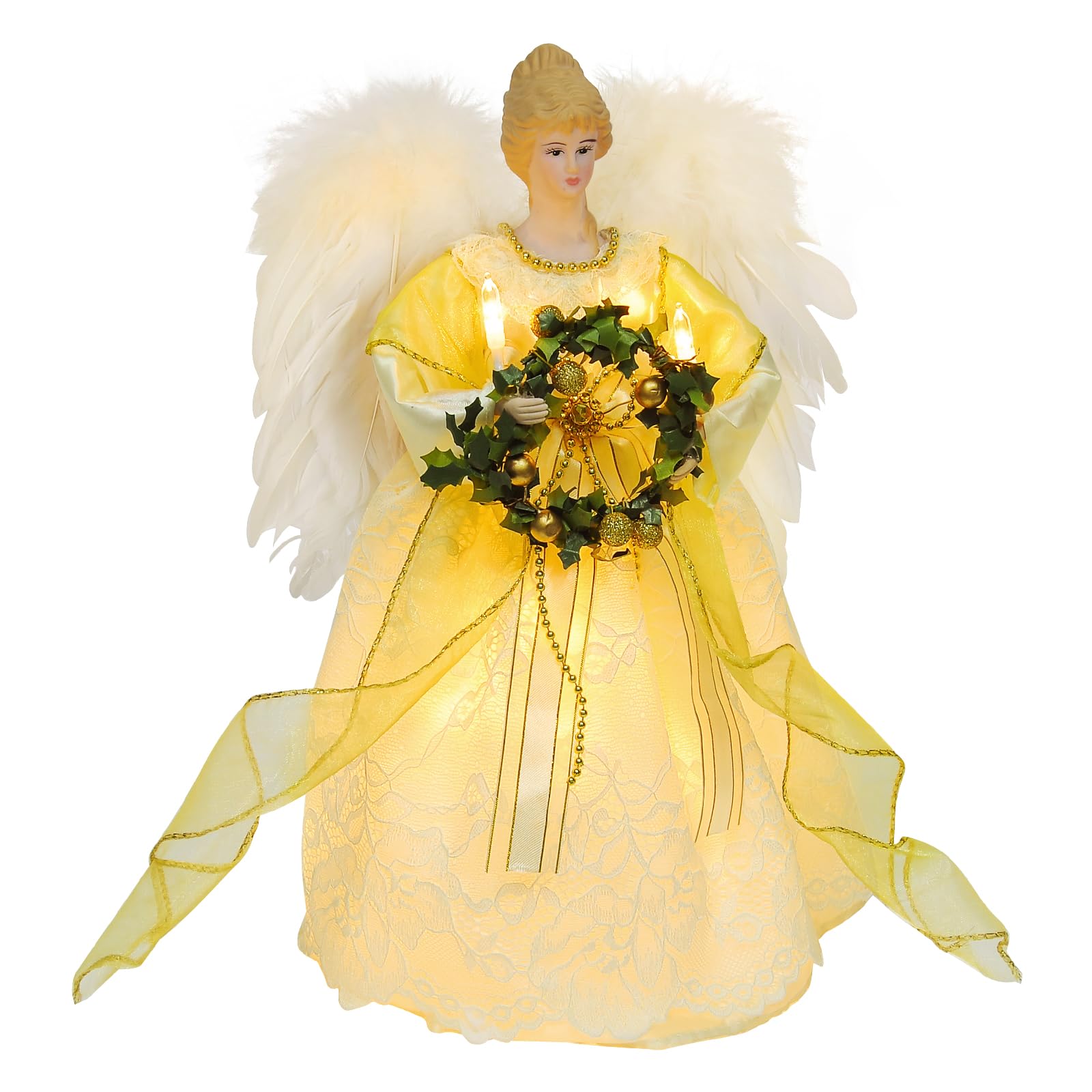 Amazon.com: Dialorys Angel Tree Topper with Lights White Christmas Tree ...