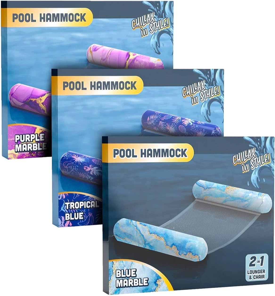 Buy 3 Pack] Premium Pool Floats Inflatable Water Loungers - Swimming ...