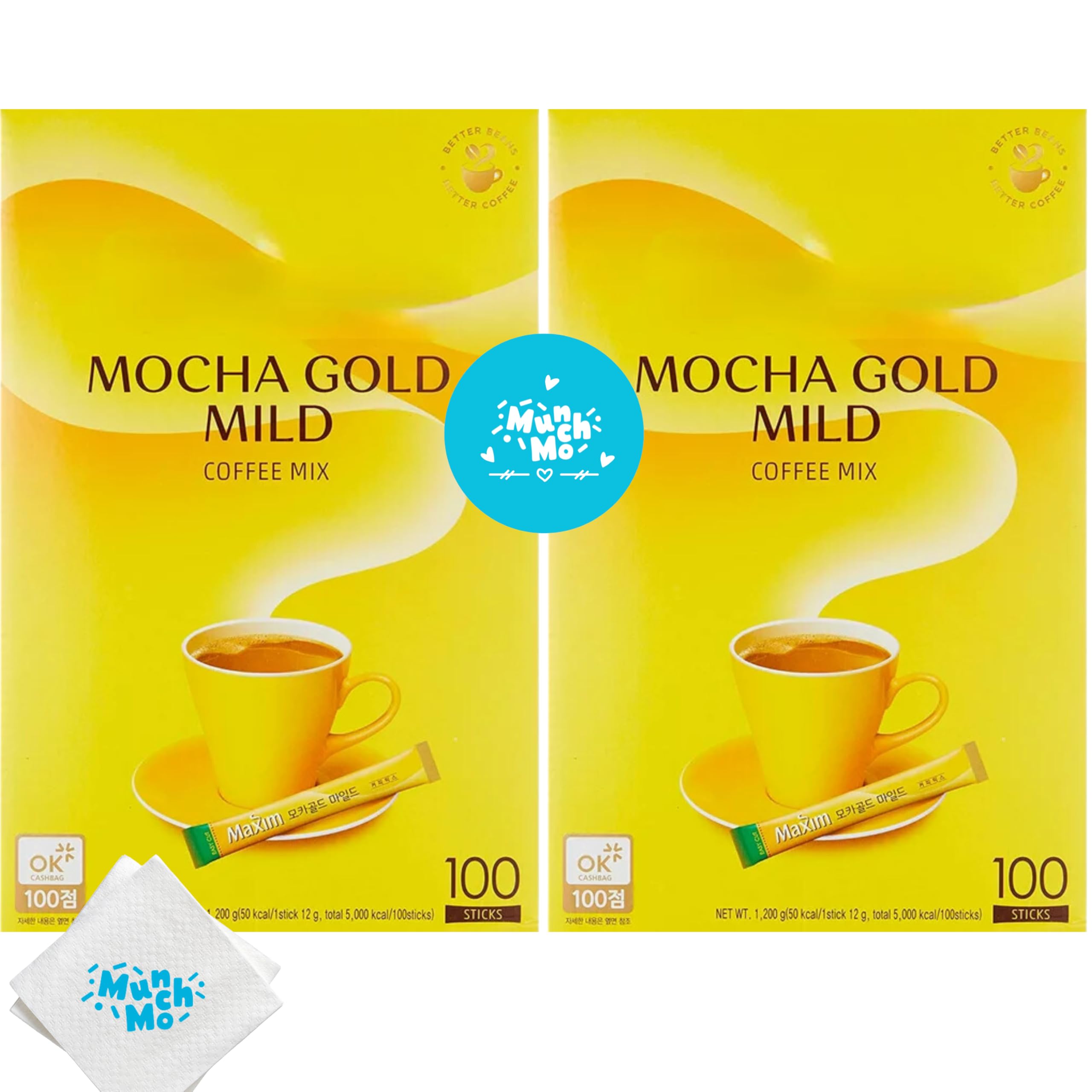 Buy MunchMoMaxim Mocha Gold Korean Coffee Sticks 2 Boxes (100 Ct Each ...