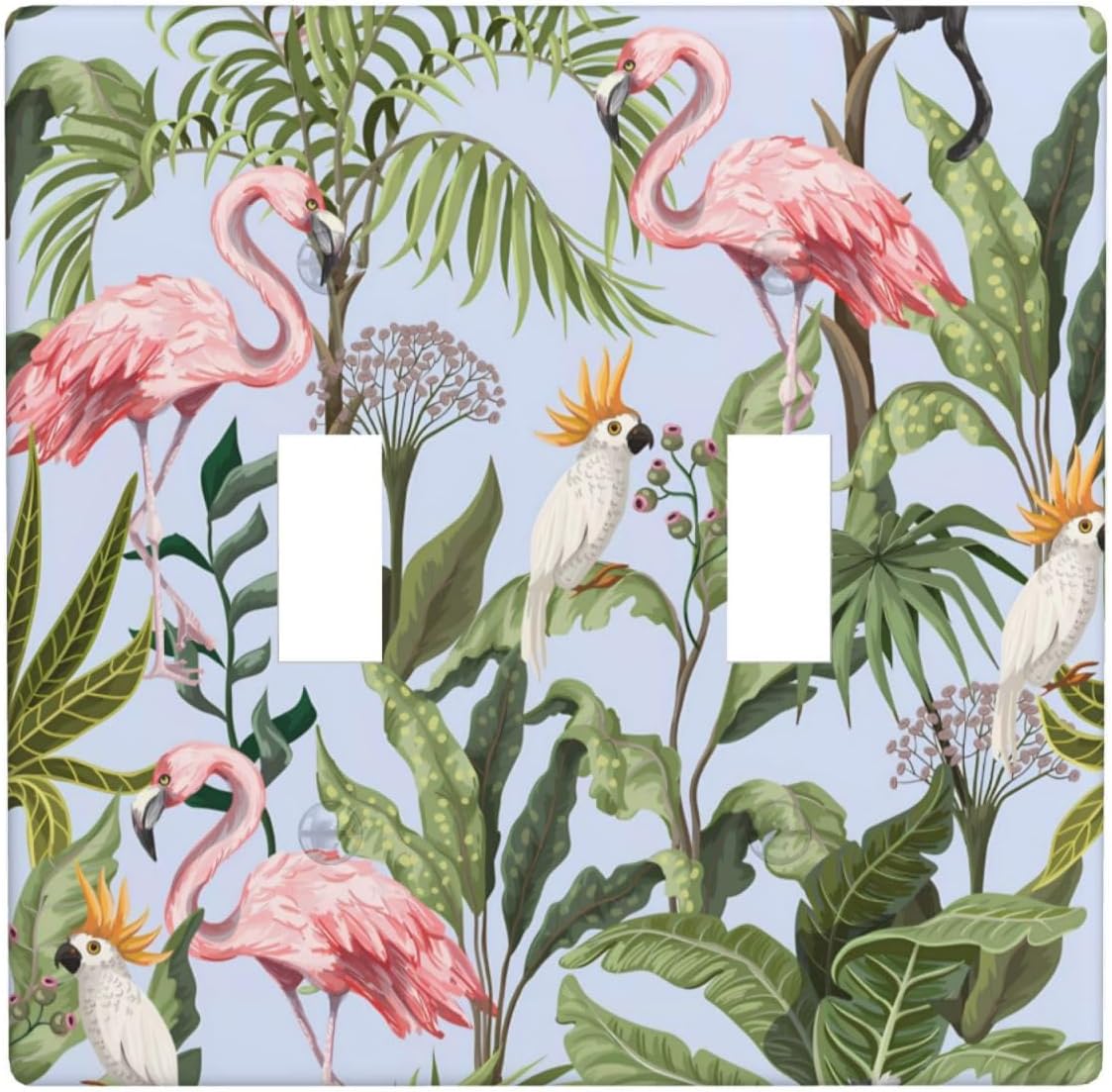 Wyehjut Flamingo Tropical Plants 2 Gang Double Toggle Light Switch ...