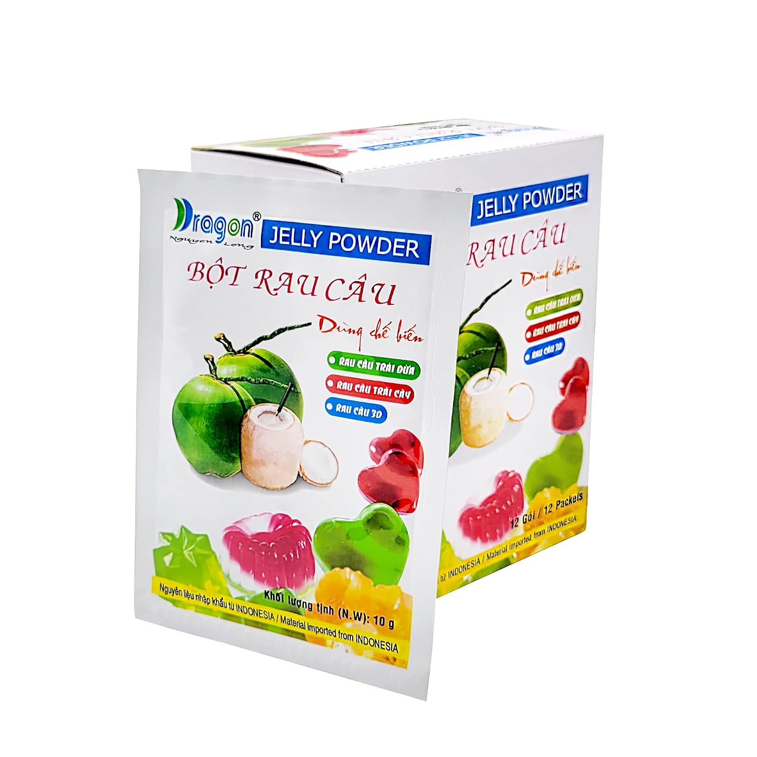 Amazon.com : DRAGON Coconut Jelly Powder 0.35 OZ / Bot Rau Cau 10 G ...