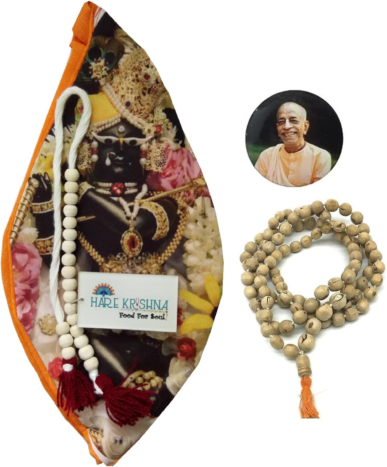 Hare Krishna Food For Soul Shri Radhe Printed Bead Bag for Chanting ...