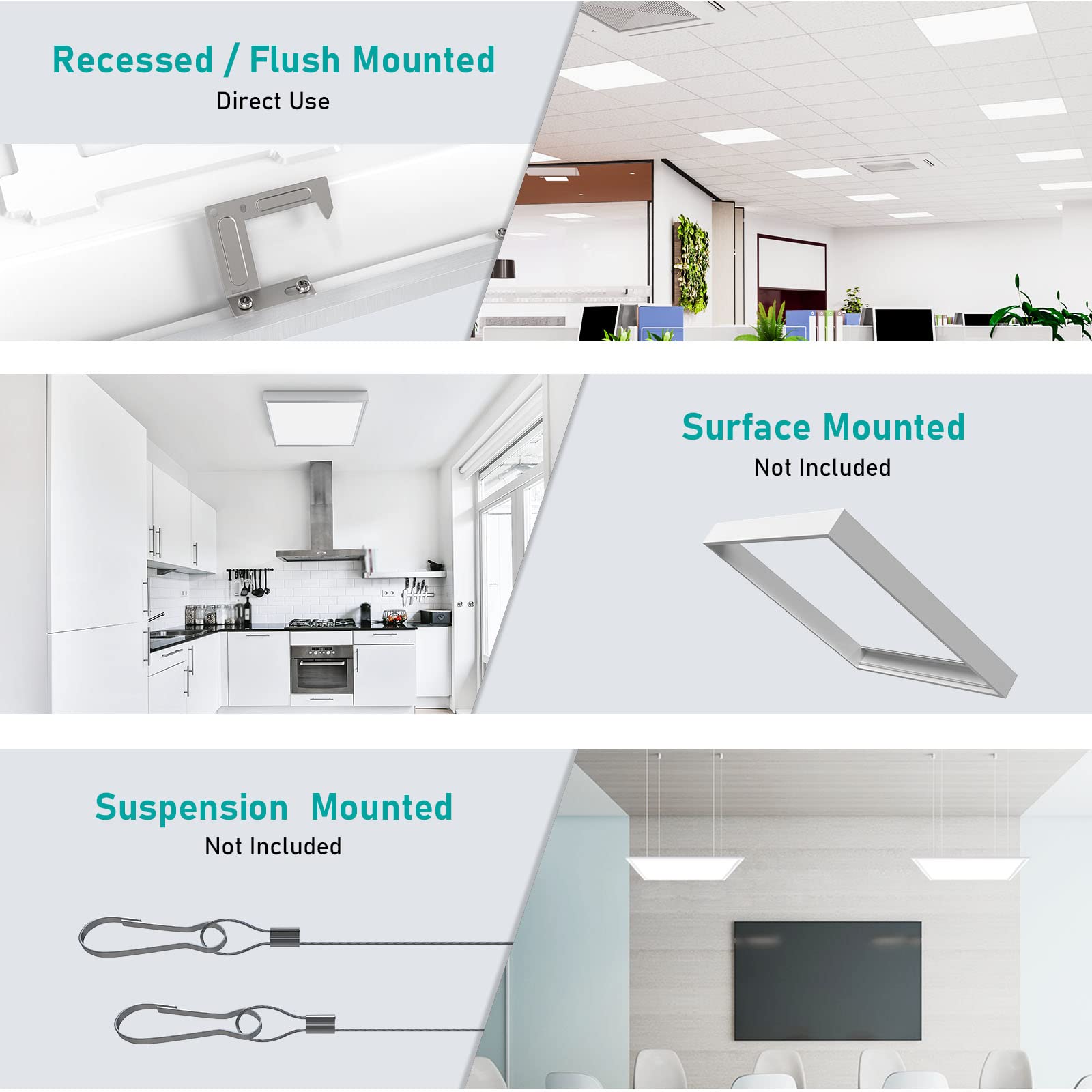 2x2 LED Flat Panel Light-40W 4400LM Brighter-Change 3000K/4000K/5000K ...