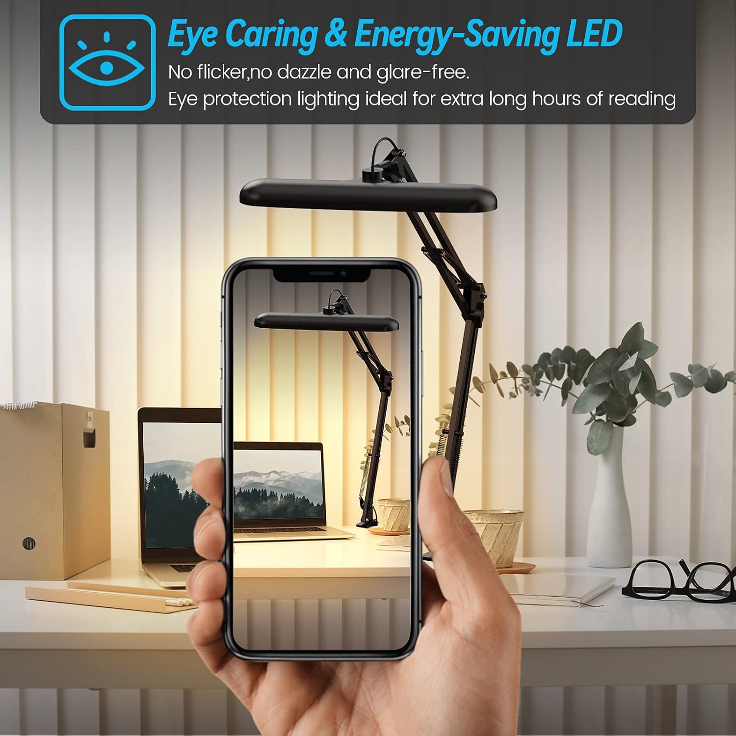 SKYLEO LED Desk Lamp with Clip, Eye-Caring Energy Saving Lamp for Work ...