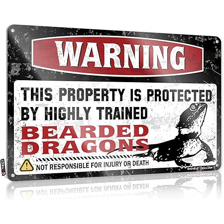Amazon.com: Beware Of Bearded Dragon Sign Reptile Dragons Tank ...
