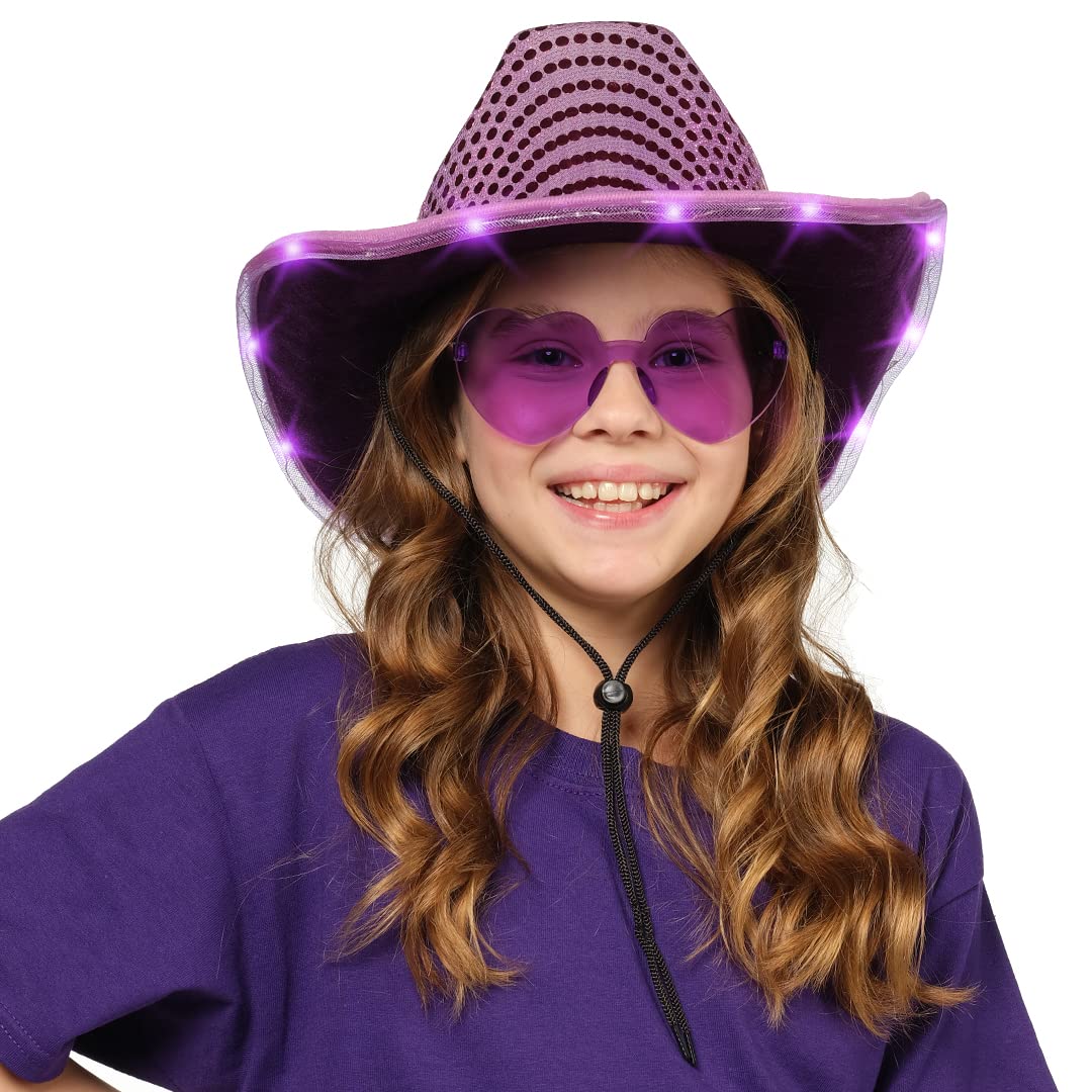 Snapklik.com : Funcredible Light Up Purple Cowboy Hat - Purple Sequin ...