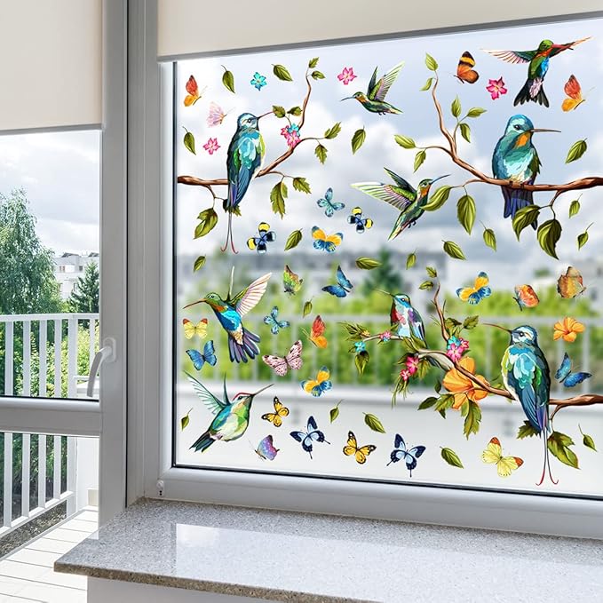 Timelesslong Double Sided Spring Summer Stained Window Stickers Kids ...