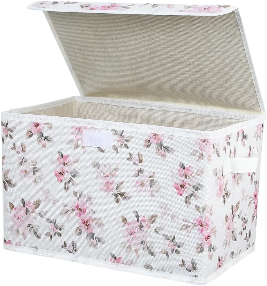 Amazon.com - PRESSINART Floral Storage Bins Pink Floral Storage Box ...
