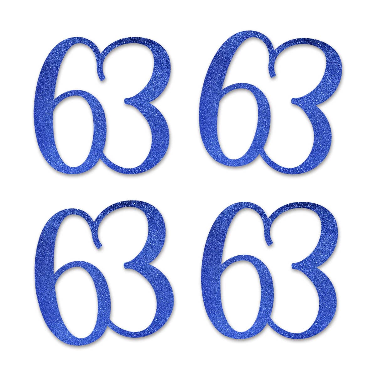 Amazon.com: Blue Glitter 63 Cut-Out Numbers, 63rd Birthday Party ...