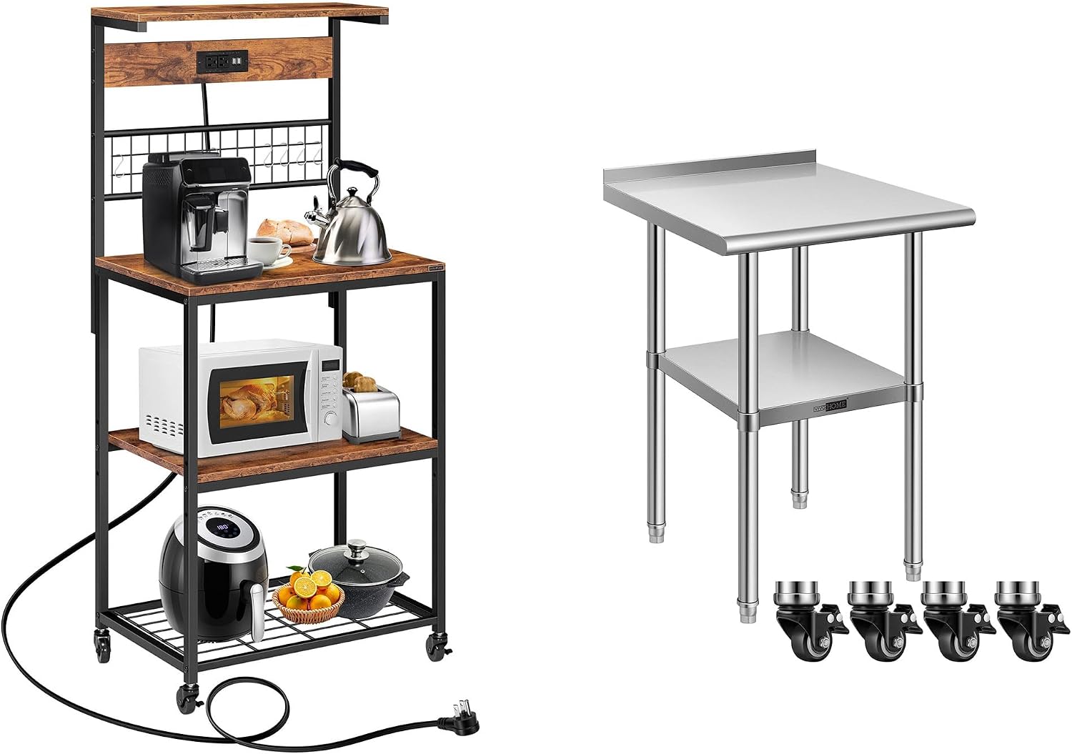 Amazon.com: VIVOHOME Bakers Rack with Power Outlet,Storage Shelves ...