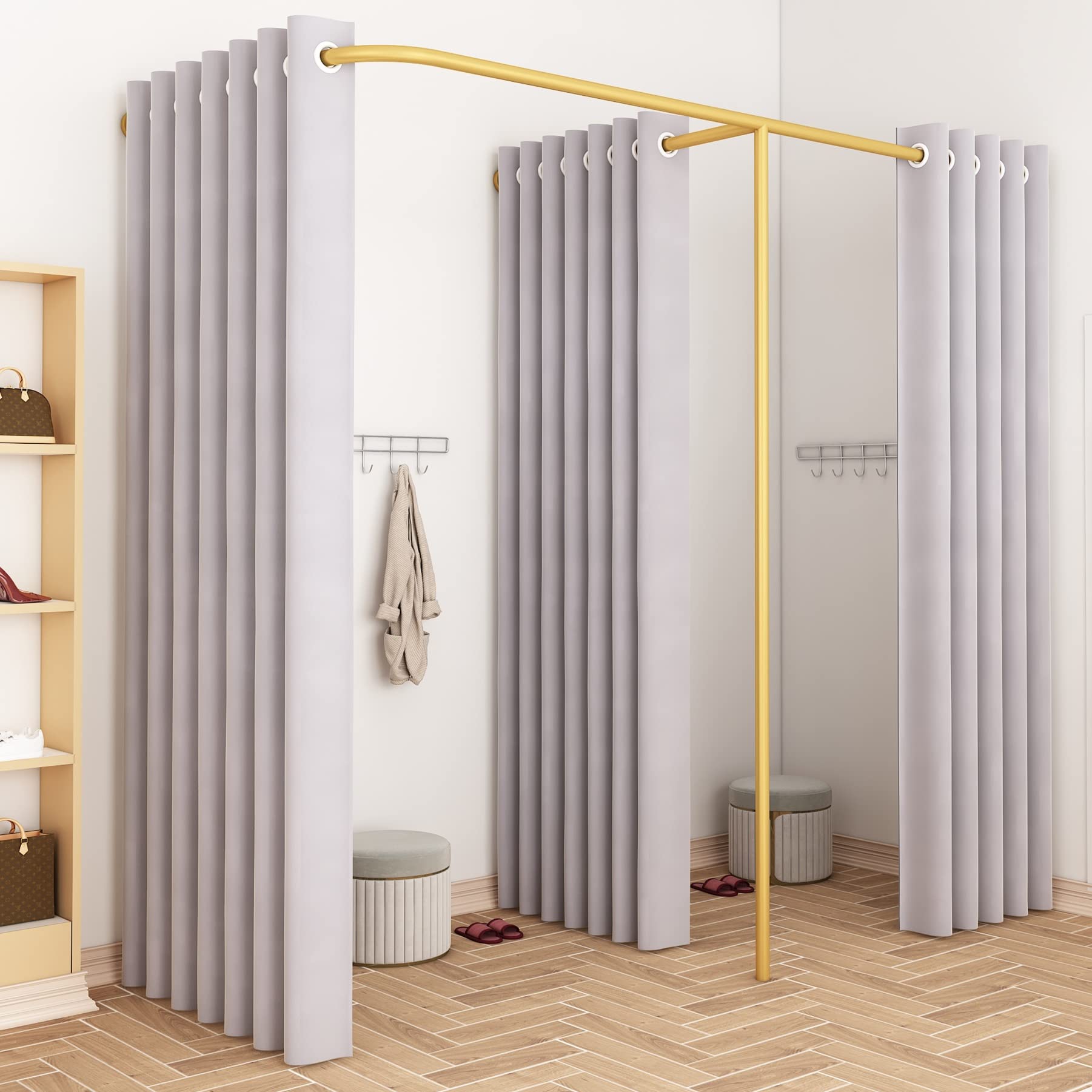 Fitting Room in Clothing Store, F-Shaped Spacious Changing Room Divider ...