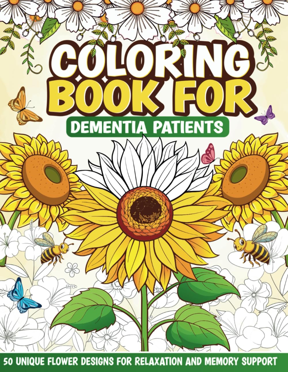 Amazon.com: Coloring Book for Dementia Patients: 50 Unique Flower ...