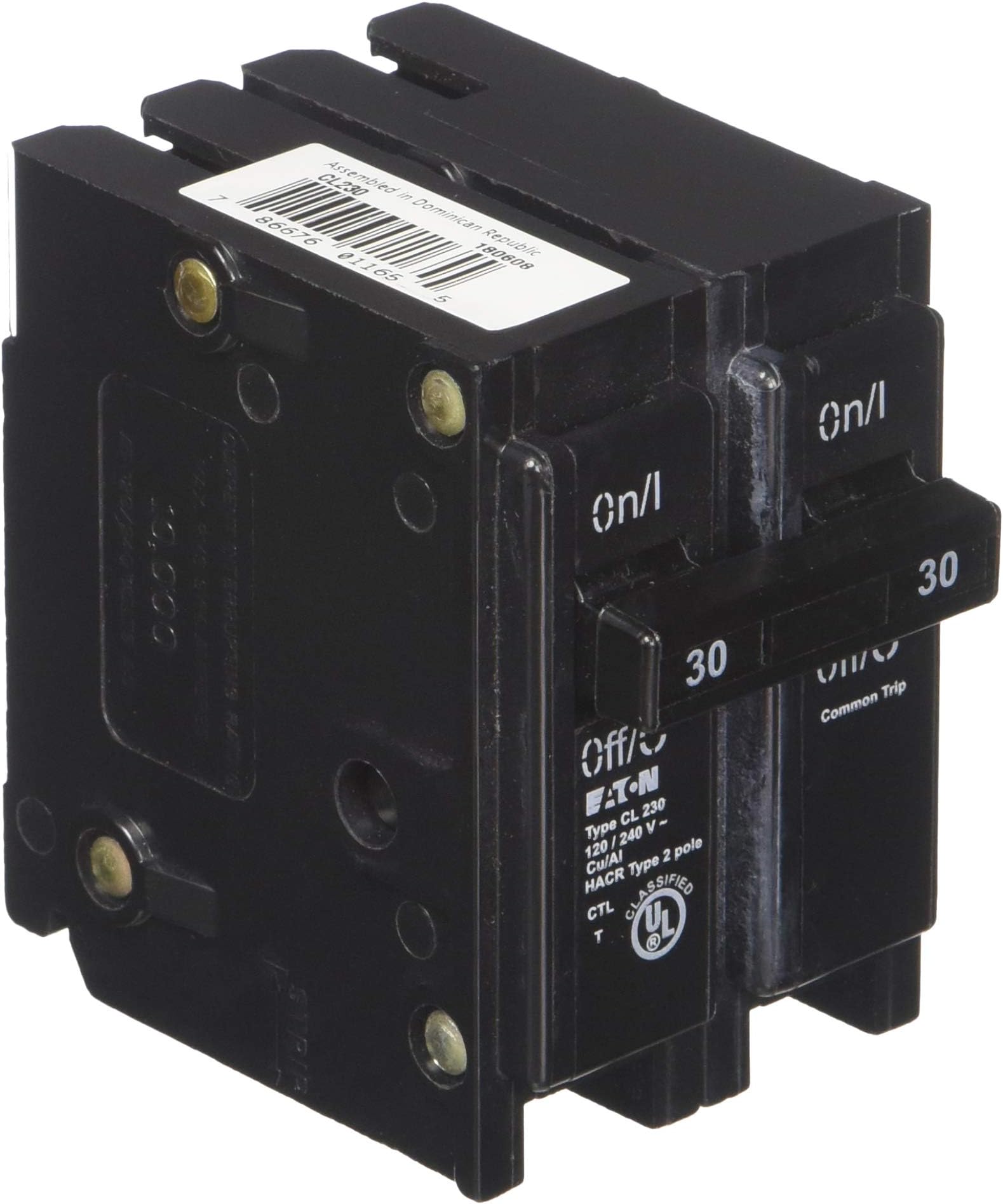 Eaton BR230 Breaker, 30A, 2P, 120/240V, Type BR, 10 kAIC, COLOR ...
