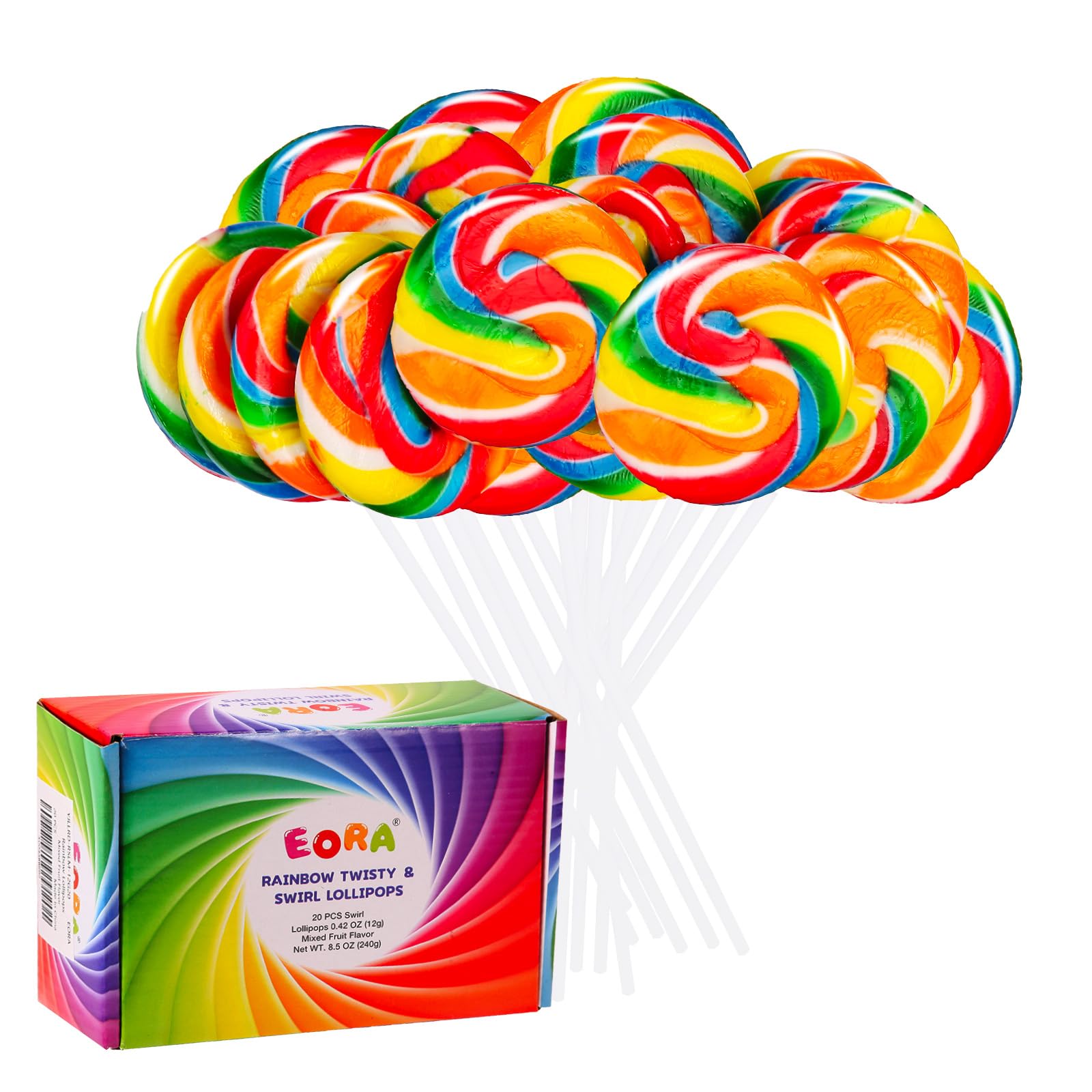 Amazon.com : Rainbow Twisty & Swirl Lollipops 20 Pack, Unicorn Candy ...