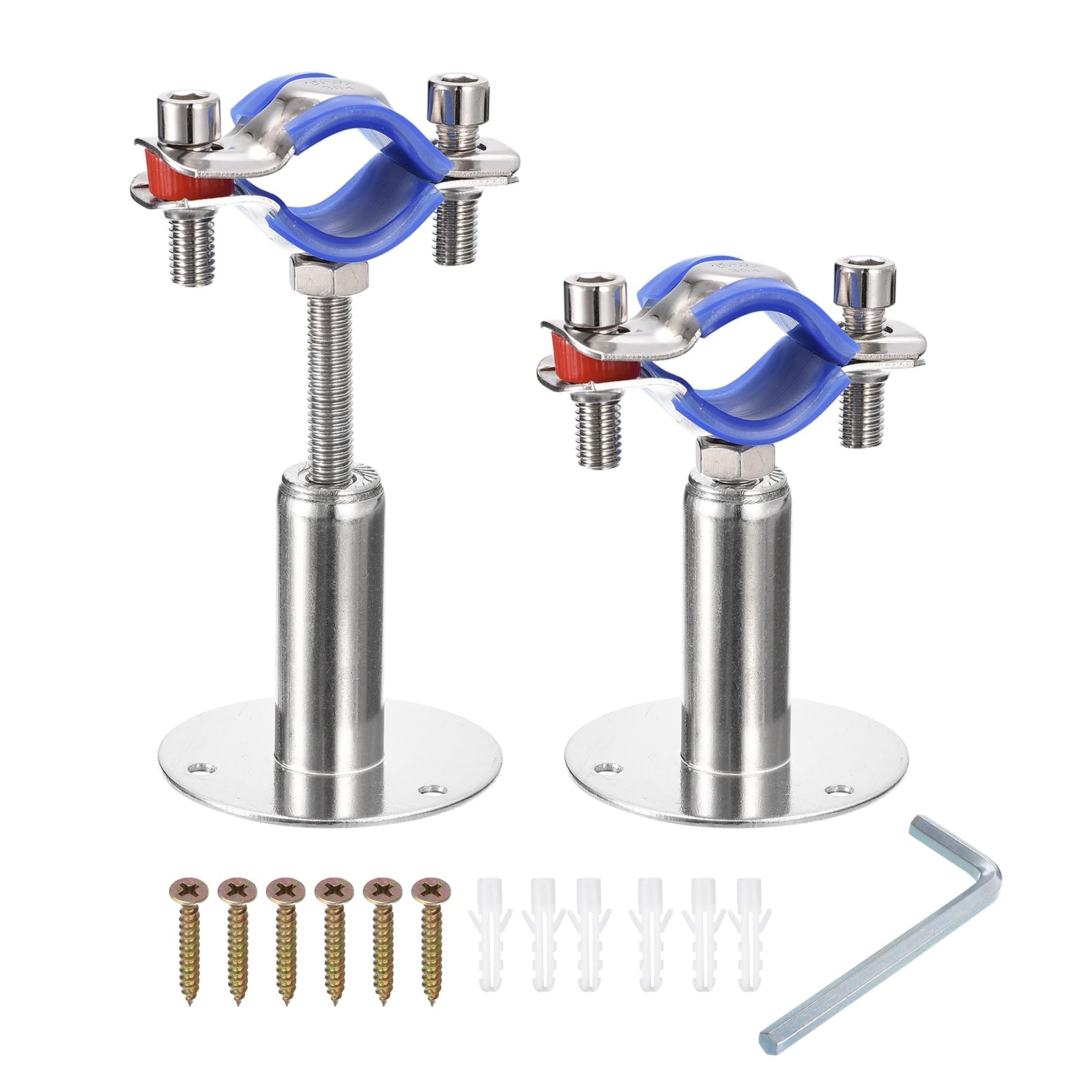 uxcell 2Pcs Stainless Steel Pipe Supports Wall Mount Ceiling Mount Pipe ...