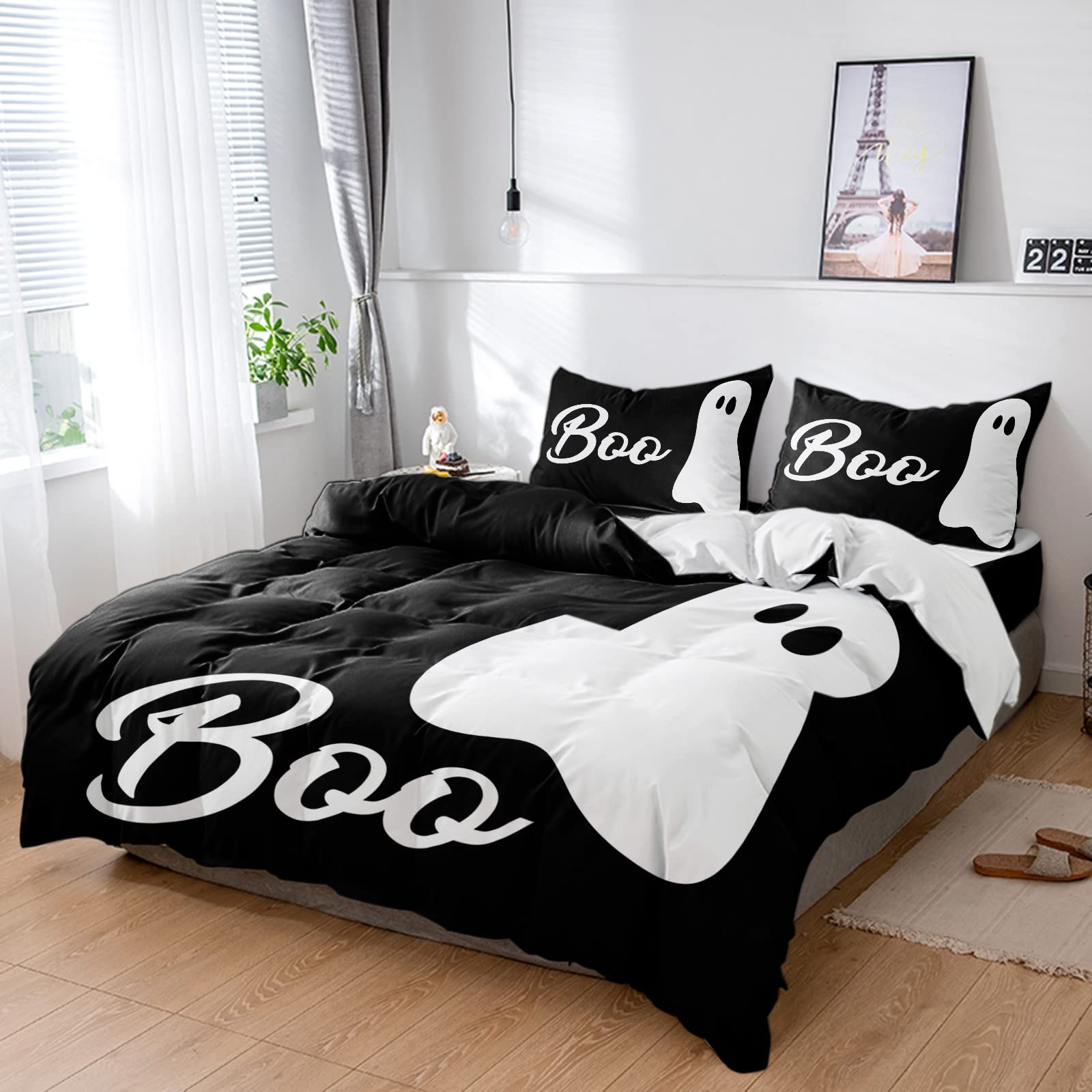 Amazon.com: Halloween Ghost Boo Texts 4 Piece California King Cartoon ...