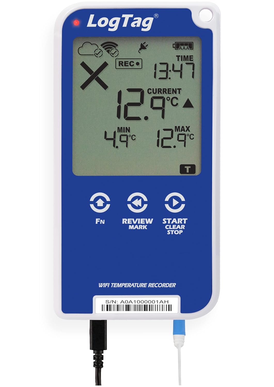 LogTag UTRED30-WiFi Single Channel Kit Includes: Data Logger, ST100K-15 ...