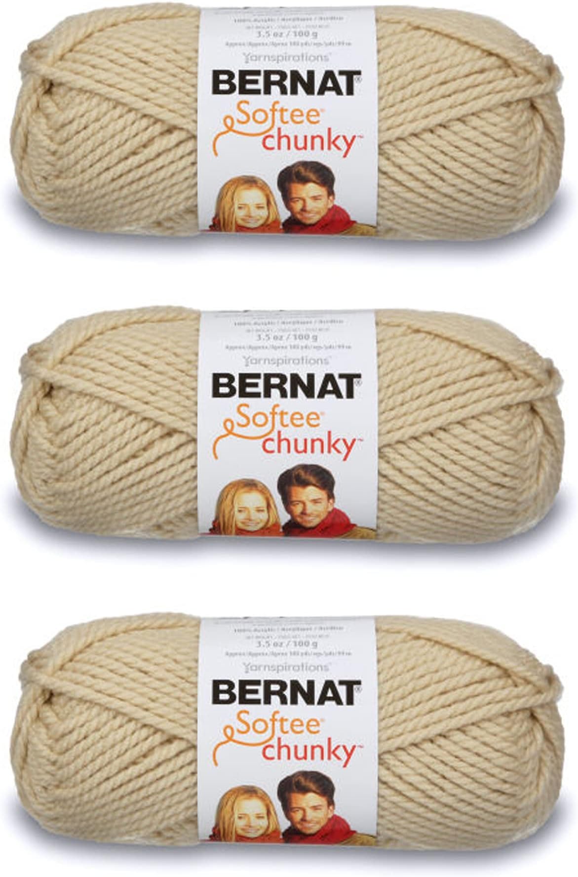 Amazon.com: Bernat Softee Chunky Yarn Bundle Super Bulky Number 6, 3 ...