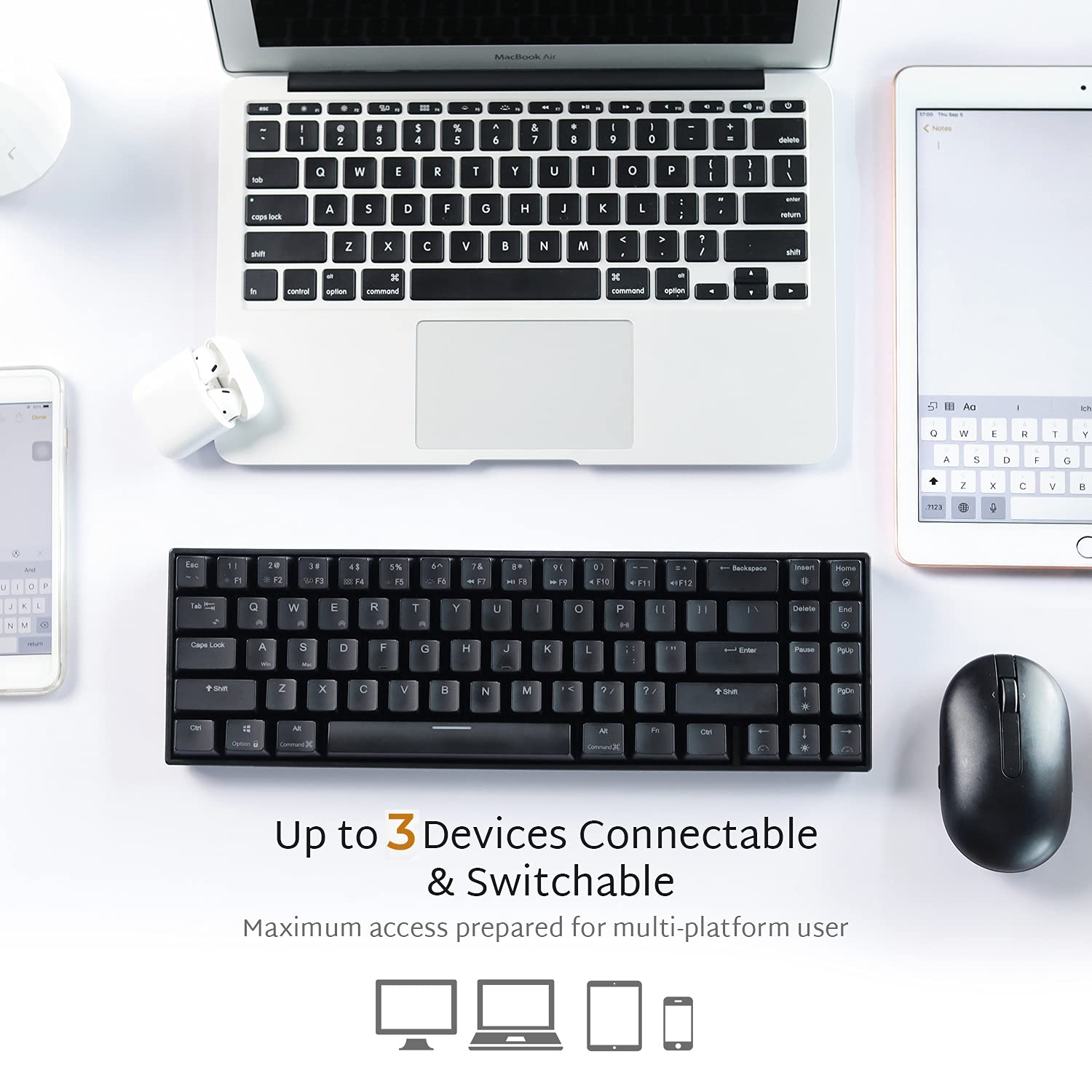 RK ROYAL KLUDGE RK71 70% RGB Wireless Mechanical Gaming Keyboard with ...