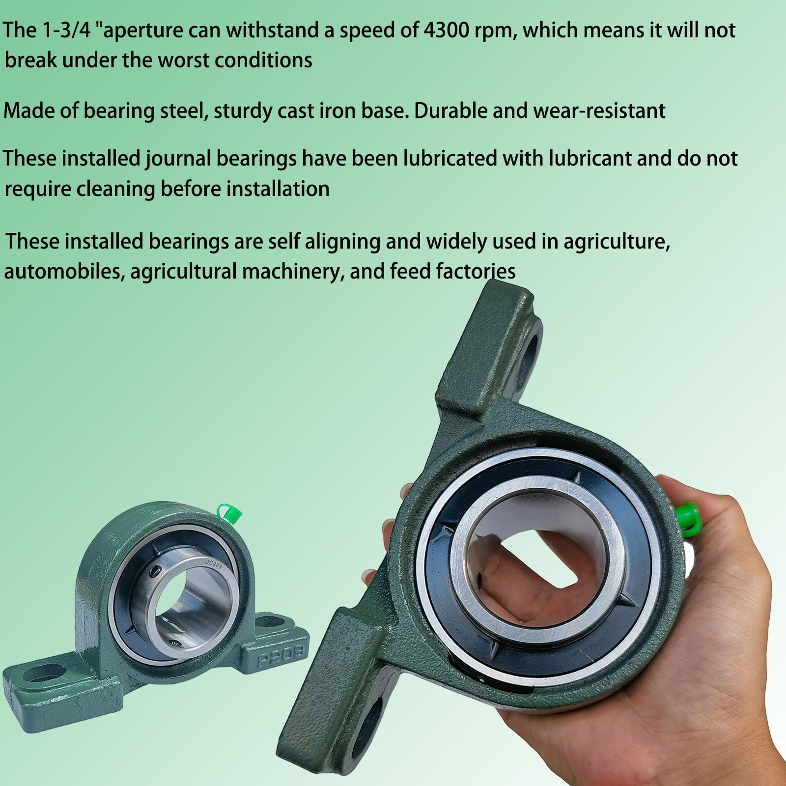 Snapklik.com : SACKORANGE 2 Pack UCP209-28 Pillow Block Bearing - 1-3/4 ...