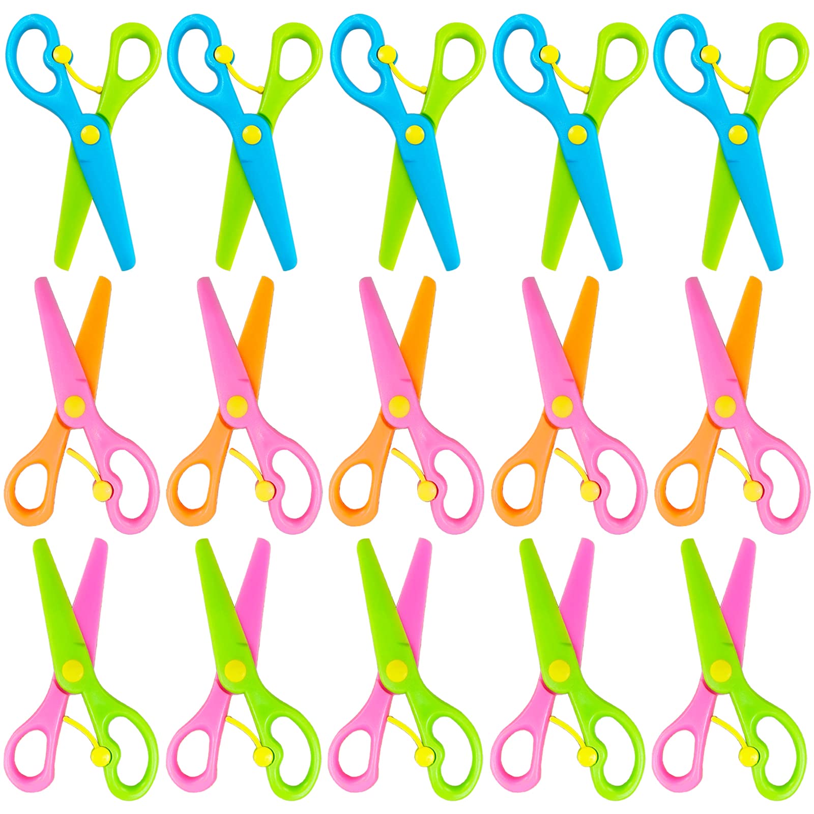 Buy 15 Pack Preschool Training Scissors,Plastic Toddler Safety Scissors ...