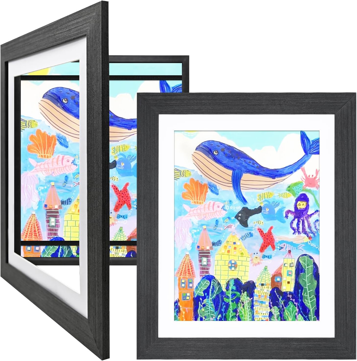 Amazon.com: Kids Art Frame, A4 Black Front Opening Kids Artwork Frames ...