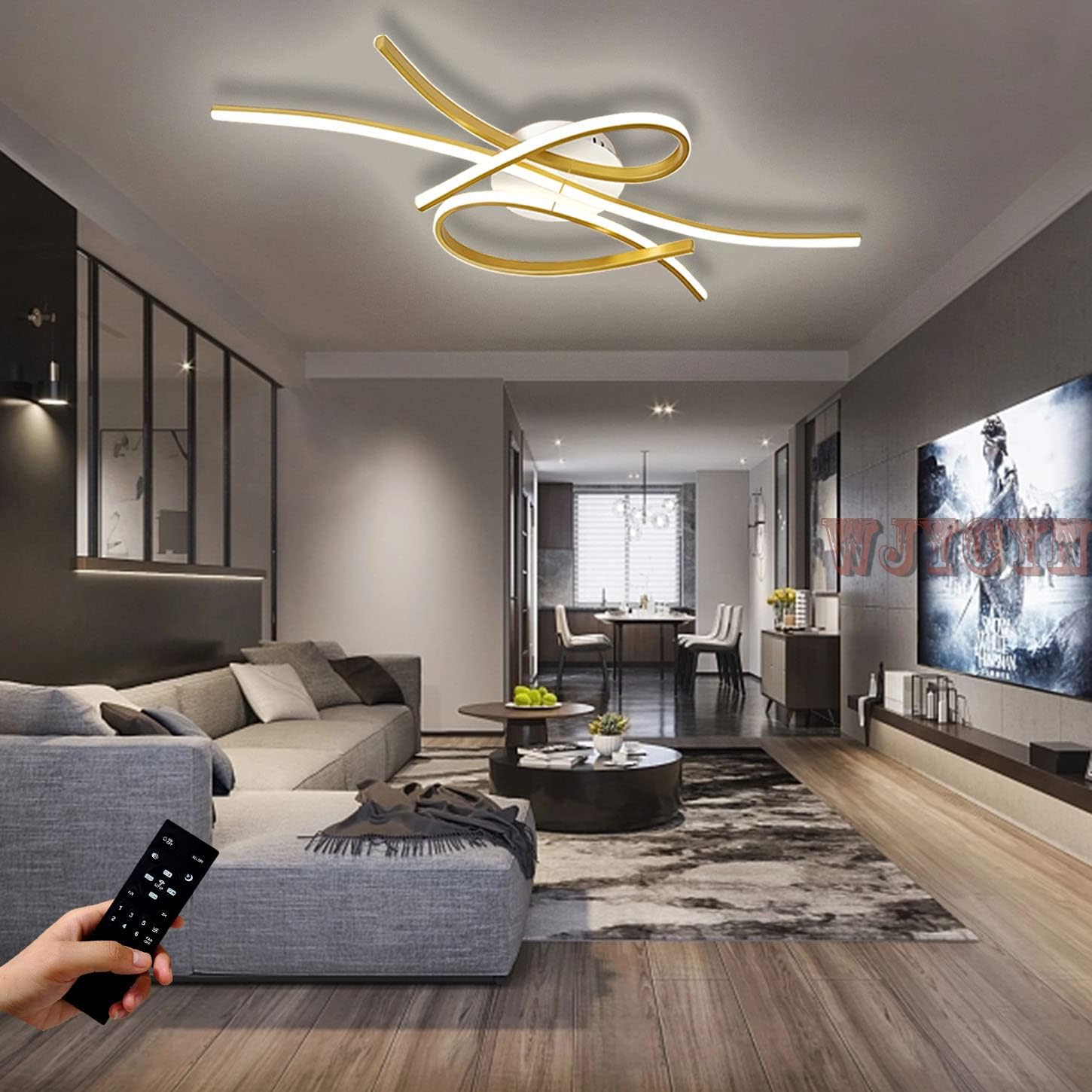WJYCYN dimmbare LED-Deckenleuchte Moderne Gold Deckenlampe ...