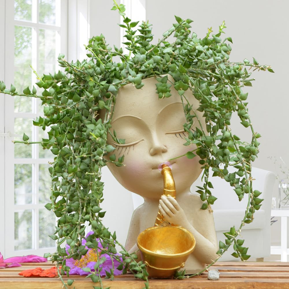 Amazon.com : Planters for Indoor Plants Cute Lady Bubble Blowing Head ...