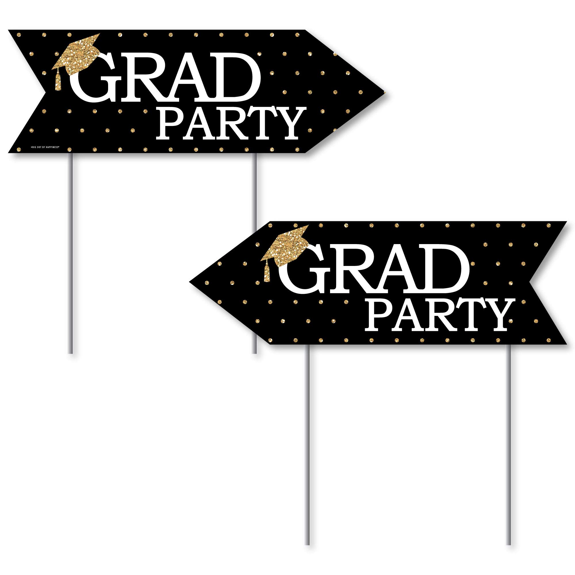 Amazon.com : Big Dot of Happiness Gold Graduation Party Sign Arrow ...