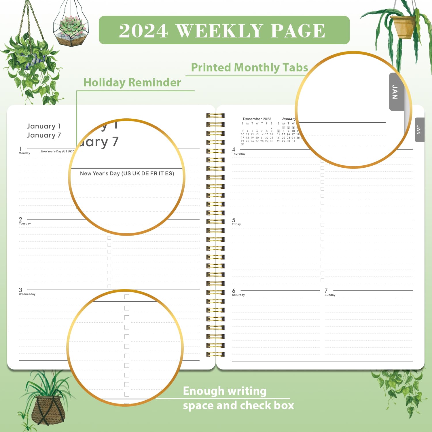 Snapklik.com : 2024 Planner - 2024 Weekly And Monthly Planner, January ...