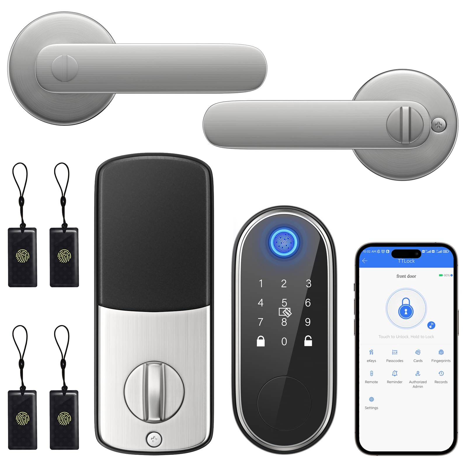 Keyless Entry Door Lock with 2 Lever Handles, Smart Locks for Front ...