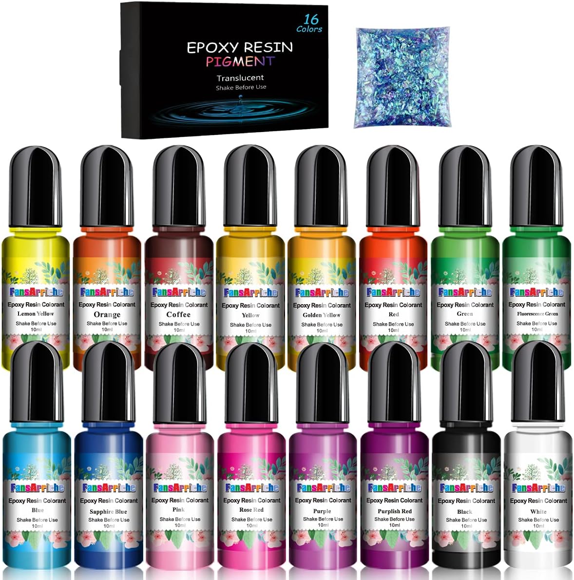 Liquid Epoxy Resin Pigment - 16 Color Translucent Resin Colorant and 1 ...