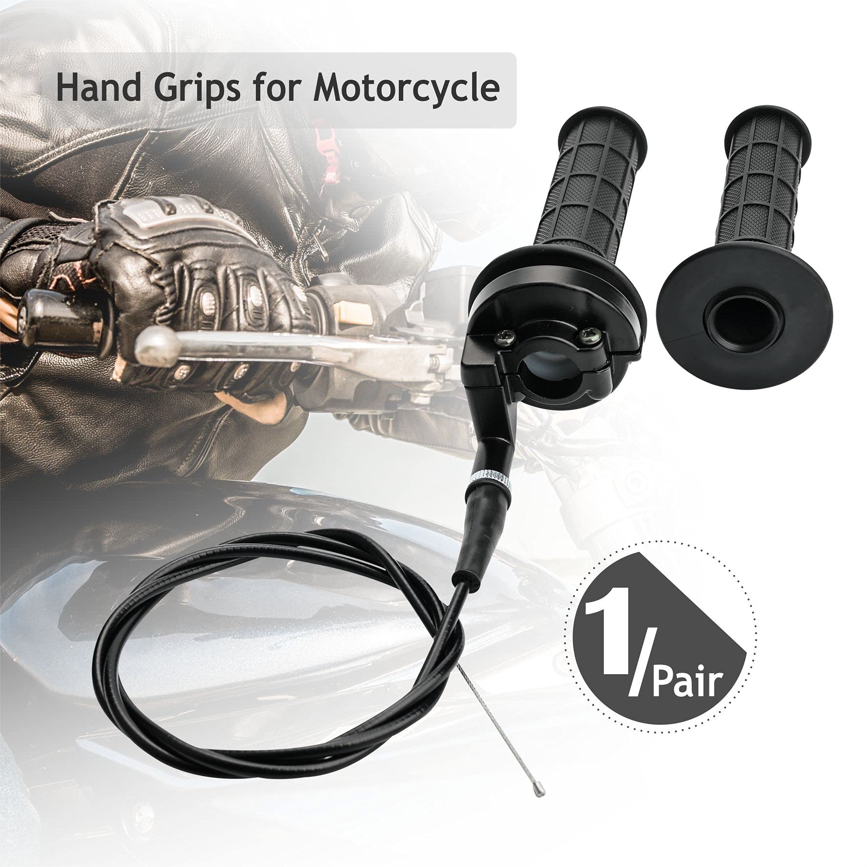 MaySpare 22mm Twist Throttle Accelerator Handle Grips and Cable 50" Set ...