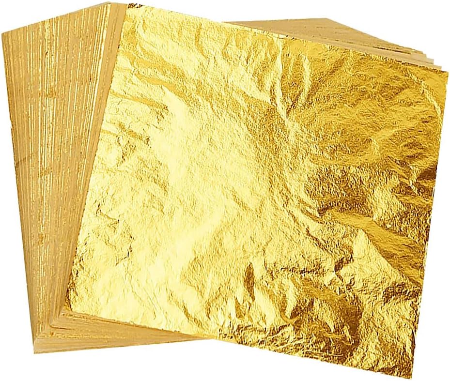 Imitation Gold Foil Paper, 100 Sheets Gold Leaf Sheets Metallic Gold ...