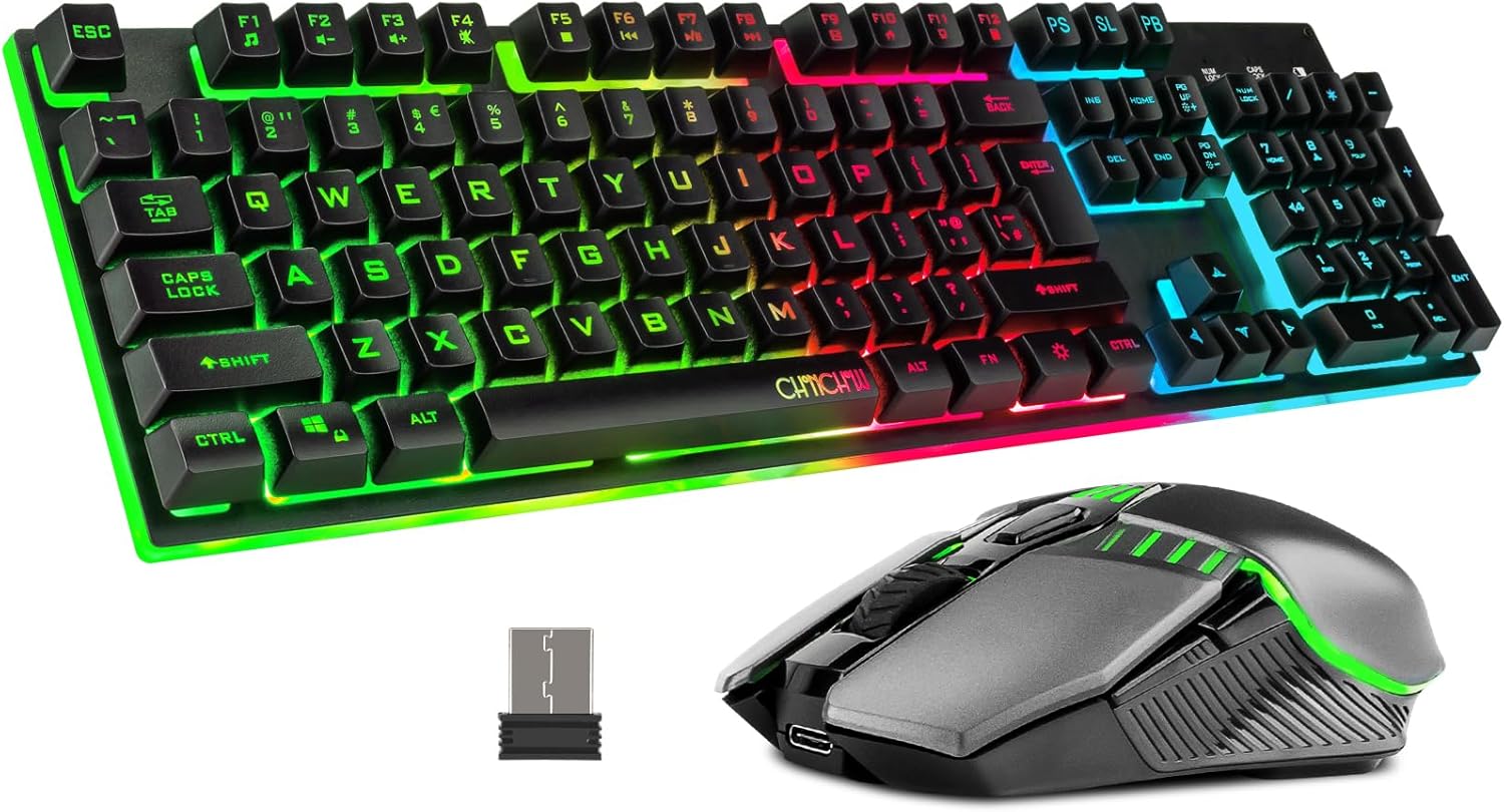 Amazon.com: Gaming Wireless Keyboard and Mouse Combo Metal Surface ...