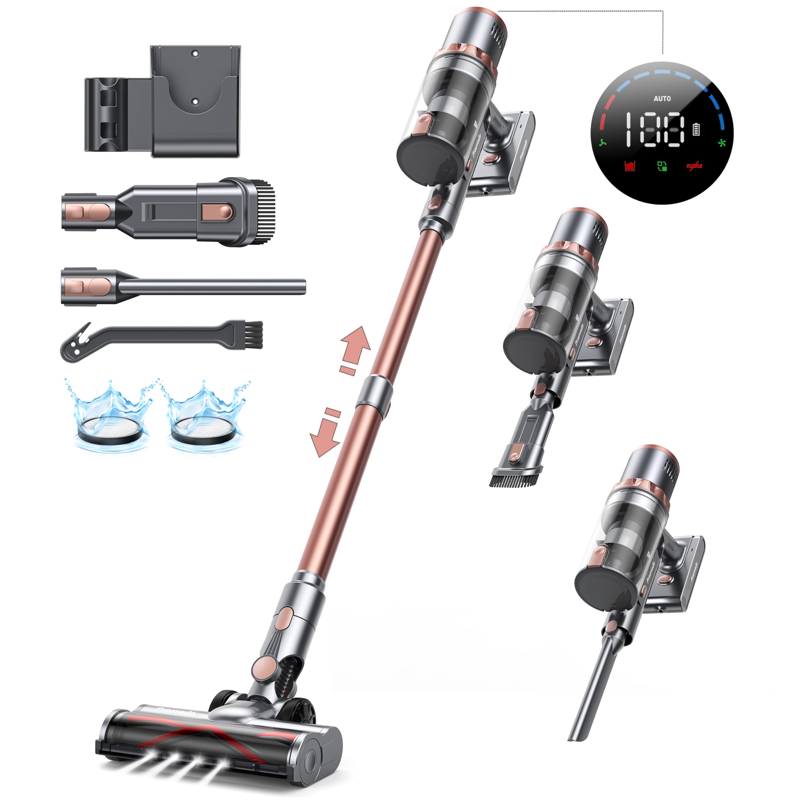 Cordless Vacuum Cleaner, 500W Powerful Suction Stick Vacuums with 60min ...