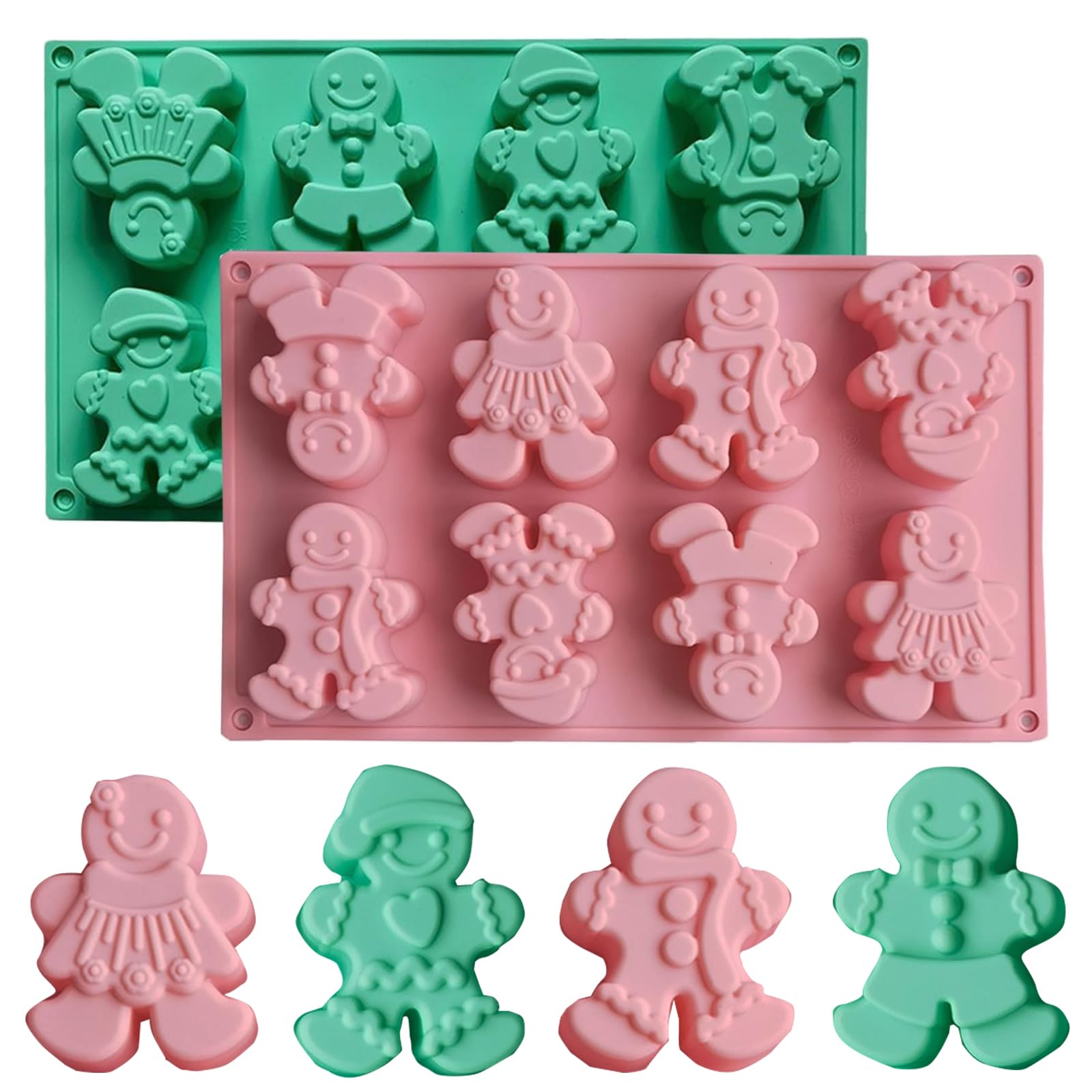 Amazon.com: Copzievkae 2 Pack Gingerbread Man Silicone Mold, 6 Cavity ...