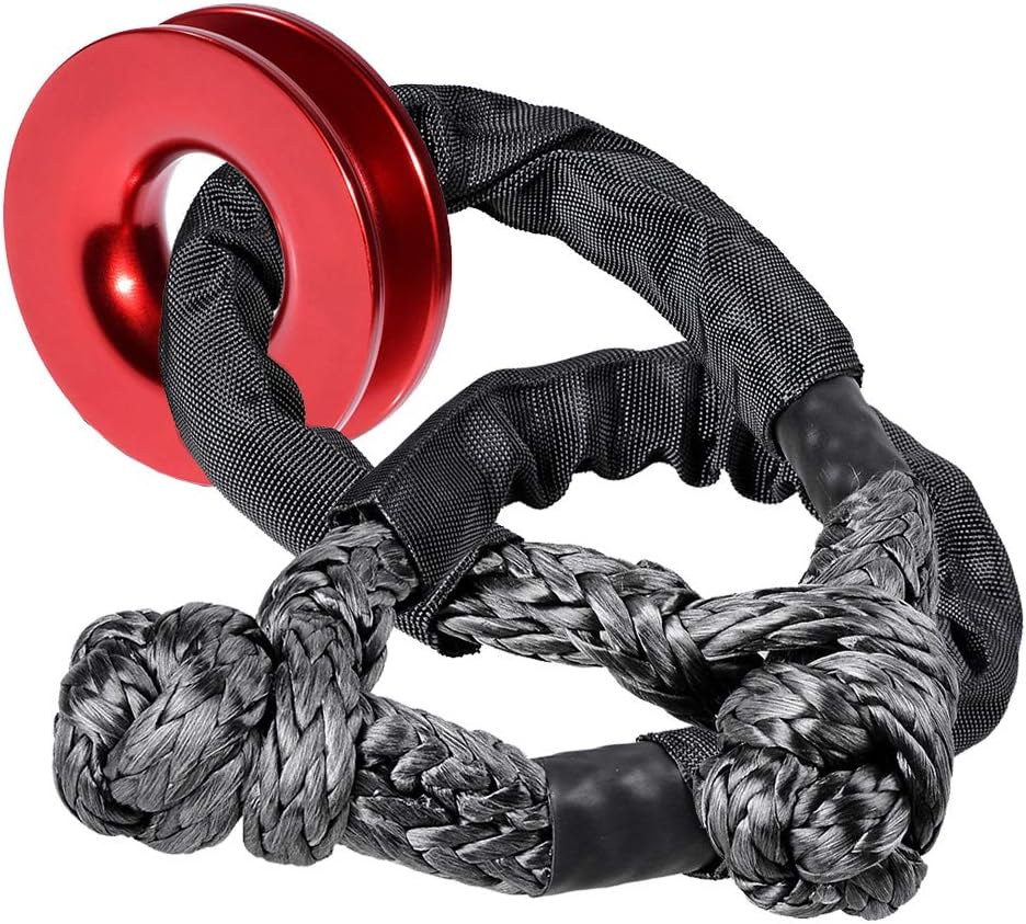 Amazon.com: Pair Black 38,000LB 22" 1/2" Synthetic Winch Rope Towing ...