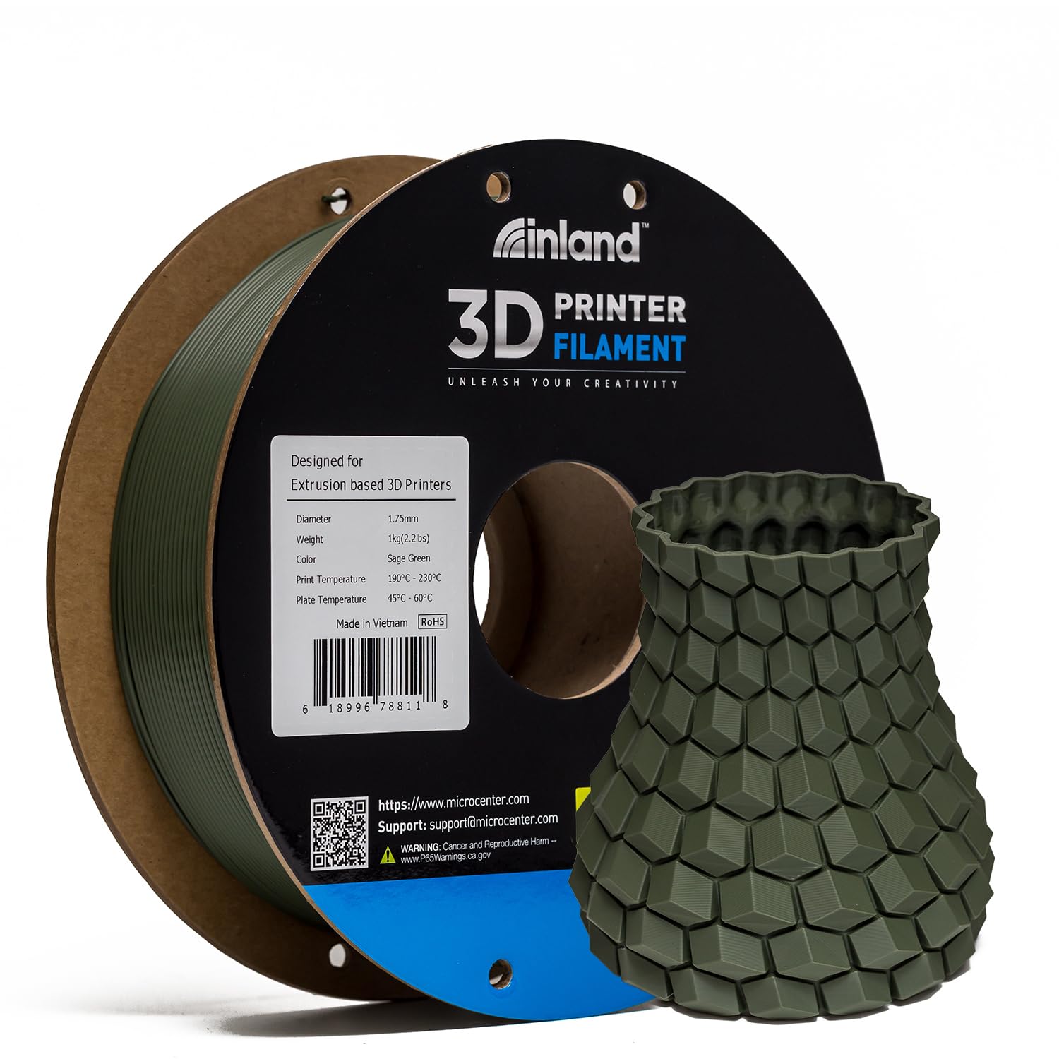 Snapklik.com : Inland PLA Filament 1.75mm, 1kg Spool Dimensional ...