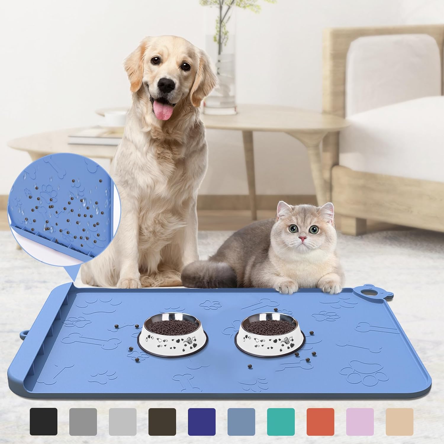 Amazon.com: Pet Feeding Mat, Dog Food Mat, 28''x20'' Silicone Pet ...